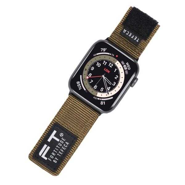 Tefeca Fortitudeシリーズの標準ワイドバンドはApple Watch と対応していますンド アップルウォッチ バンドUltra/Ultra 2/10/9/8/7/6/SE/5/4/3/2/1 に対応 (アーミーグリーンナイロン...