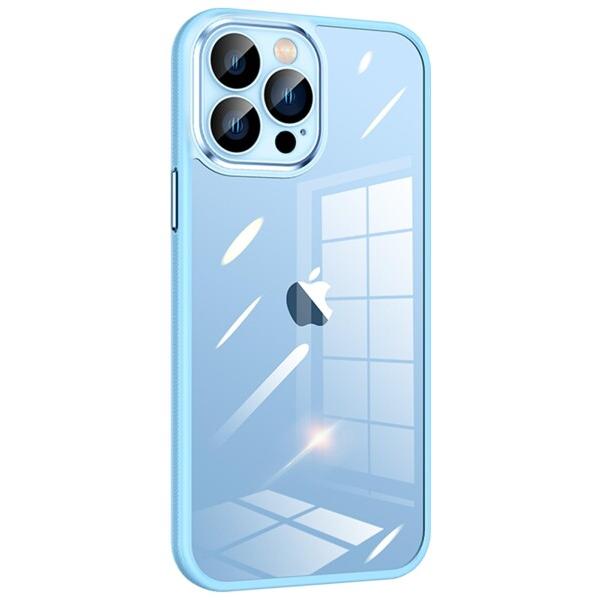 Donocao アイフォン15プロマックケース シリコン耐衝撃超 クリア 薄型 透明アクリル背面プレートiphone15ProMax用ケースカメラカバー付き レンズ保護 軽量 指紋防止 御洒落なカバー 薄ブルー商品コード：660797208...