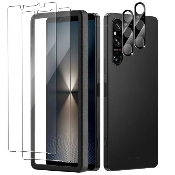 Kakuki for Xperia 1 VI ガラスフィルム （２枚入り）＋カメラフィルム（2枚入り）エクスペリア1 VI SO-51E SOG13 レンズ保護フィルム 全面保護フィルム 硬度9H 高透過率 飛散防止 強化ガラス 耐衝撃 指...