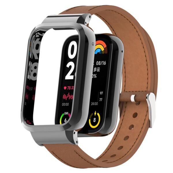 (ULIGADUO) 交換用バンド For Xiaomi Band 8 Proに対応 保護ケース一体型 革ベルト ソフトレザー (ブラウン)商品コード：66079721006カラー：ブラウン【快適】時計ベルトはマイクロファイバーレザーを採用...