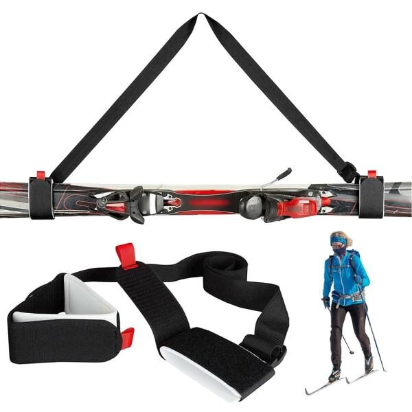 (neckgeart) スキー板用 スキーショルダーキャリアストラップ ショルダーベルト 保護ハンドルラッシュベルト ナイロン 着脱簡単 ストラップ調節可 肩掛け 手提げスキー板や釣り竿の運搬・携行に最適 (ブラック)商品コード：66079...