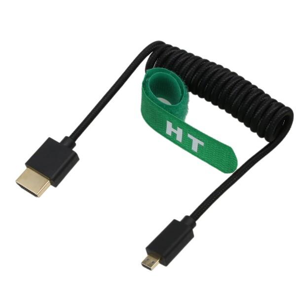 HangTon Micro HDMI - HDMI 8K 4K 60p ブラック 編組コイル 30cm ケーブル Canon R8 R10 Sony A7C A7RIV FX30 S5 X-T4 Z50 カメラ ATOMOS Ninja V...