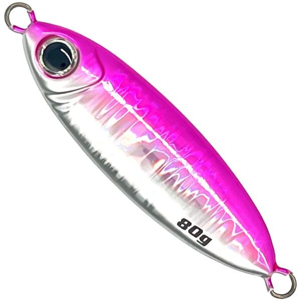 Allgu メタルジグ 伍号 ゴゴウ 80g ピンクシルバー ゼブラグロー ジギング ルアー スロージグ スロージギング商品コード：66079721924型番：Allgu-5go-80-6-FBAサイズ：80g [フック無し]カラー：ピンク...