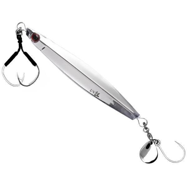 Allgu メタルジグ 四号 ヨンゴウ UV狂 60g シルバーメッキ ジギング ルアー商品コード：66079721952型番：Allgu-4go-60-3-FBAサイズ：60g [フロントWアシスト/リアブレード付シングルフック]カラー：...