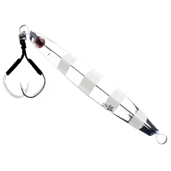 Allgu メタルジグ 四号 ヨンゴウ UV狂 30g シルバーゼブラグロー ジギング ルアー商品コード：66079721969型番：Allgu-4go-30-5-FBAサイズ：30g [フロントWアシストフック付]カラー：シルバーゼブラグ...