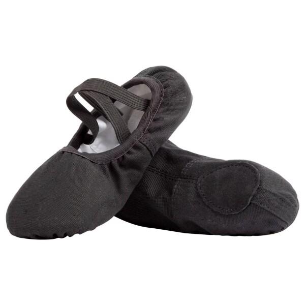 (Linodes) バレエシューズ バレエダンスシューズ ズック製バレエ靴 ダンス練習シューズ キャンバス製 布製 大人&amp;子供用 初心者 練習用 (ブラック)14.5CM商品コード：66079722034型番：balei-bu-he...