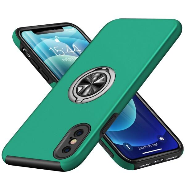 Tgaoleyd iPhone X ケース/iPhone XS 用ケース リング付き 耐衝撃 tpu フルプロテクトデザイン 薄型 スタンド機能 アイフォンxs 用カバー 5.8インチ 全面保護 擦り傷防止 落下防止 米軍MIL規格 車載ホ...
