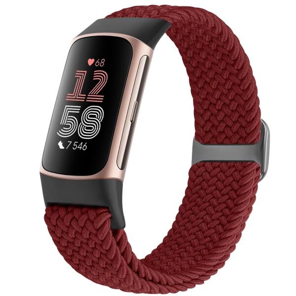 (Bcuckood) 編み込み腕時計バンド Fitbit Charge 6/Fitbit Charge 5対応 レディース メンズ 調節可能なソロループ 伸縮性ナイロン編み 交換用リストバンド Fitbit Charge 6/Fitbit ...
