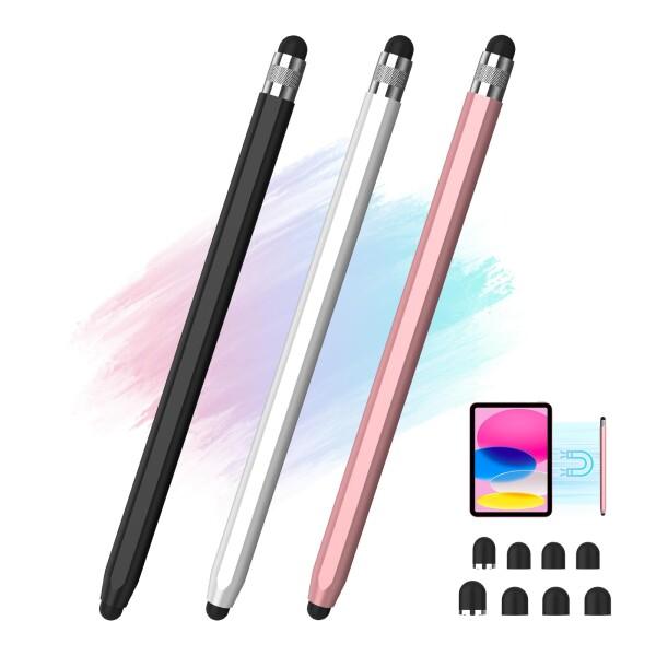 Mixoo タッチペン 3本セット 磁気吸着 スタイラスペン 超高感度タイプ 軽量 ツムツム iPad iPhone Android スマホ タブレット Switch 対応 2 in 1たっちぺん メモ?イラスト?仕事?勉強?ゲーム?プレゼ...