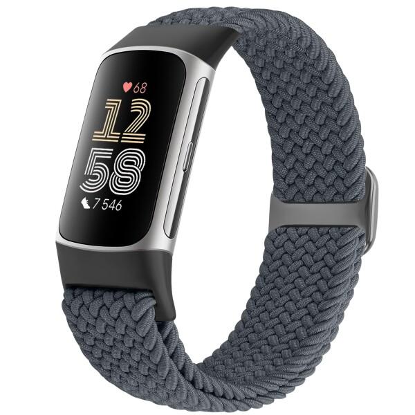 (Bcuckood) 編み込み腕時計バンド Fitbit Charge 6/Fitbit Charge 5対応 レディース メンズ 調節可能なソロループ 伸縮性ナイロン編み 交換用リストバンド Fitbit Charge 6/Fitbit ...