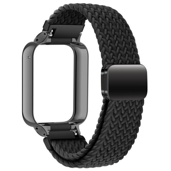 (ULIGADUO) 交換用バンド For Xiaomi Band 8 Proに対応 保護ケース一体型 マルチカラーのナイロン編組 マグネットクラスプ (ブラック)商品コード：66079723181カラー：ブラック【ナイロン製】この交換用時...