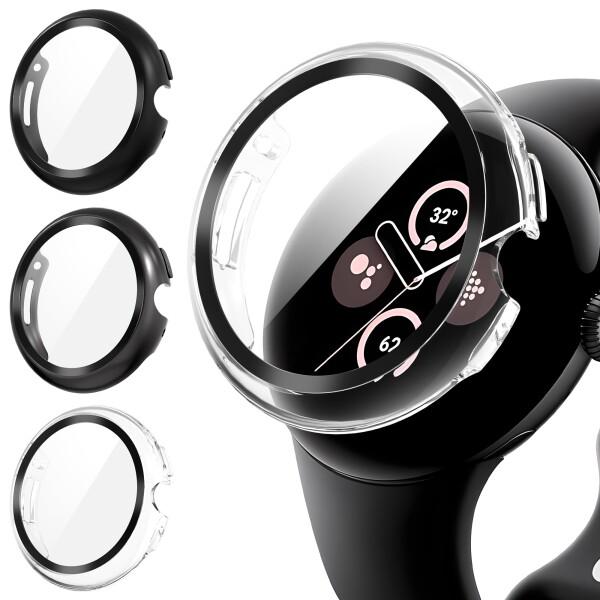 Suoman for Google Pixel Watch 3 41mm/2/1保護ケース(3個入り)ハードPC製for Google Pixel Watch 3 41mm/2/1保護カバー-黒+グレー+透明色商品コード：660797233...