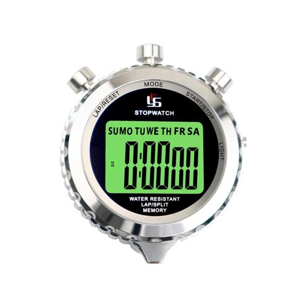 Xluvuvuk Metal Stopwatch Countdown Stopwatch Memory Waterproof Stopwatch Calendar Clock with Counter and Alarm Clock, fo...