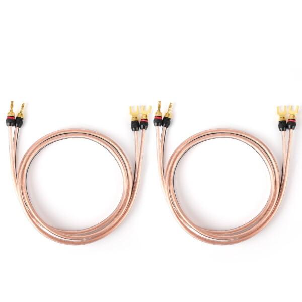 KK Cable Mukjipa-Cable-2.1 純銅プラグ付き 10AWG(ゲージ)×2Conductor オーディオケーブル 5N（99.999%）OFC 無酸素純銅 スピーカーケーブル 1000芯×2 1ペアセット販売 Mukji...