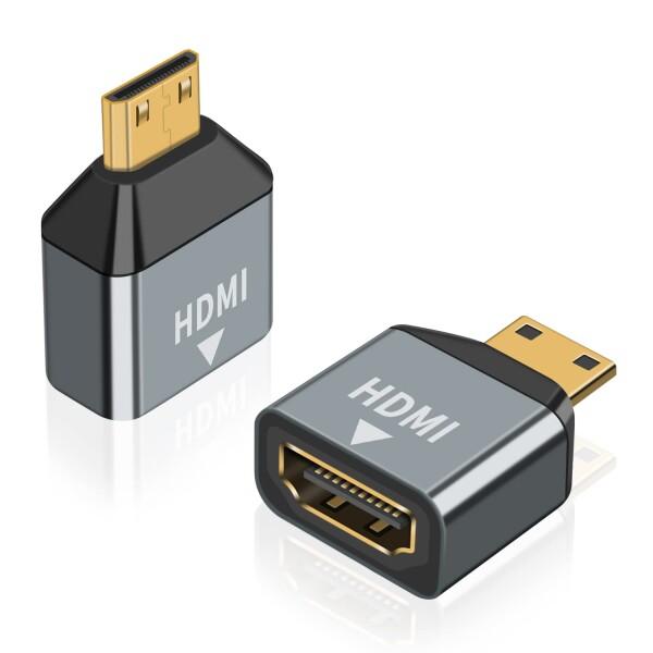 Poyiccot HDMI ミニHDMI変換アダプタ 4K、Mini HDMI to HDMI 変換アダプタ (ミニHDMIタイプCオス - タイプAメス) HDMI 2.0 4K@60Hz ハイスピード 延長 中継 ミニHDMI変換アダプ...