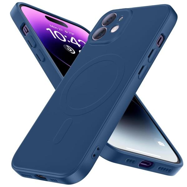 TLOMPLO 対応 iPhone 12 Mini 用の ケース シリコン Magsafe対応 薄型 米軍MIL規格 tpu スリム 磨り表面 指紋防止 柔らかい裏地 12 mini 耐衝撃 ストラップホール付き 黄ばみなし レンズ保護 滑...