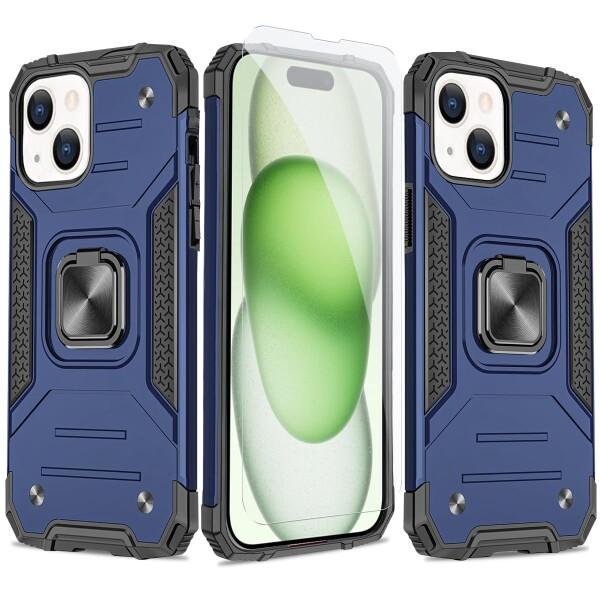 JSCOMYAP iPhone 15 用ケース + ?化 ガラス フィルム,リング付き スマホケース スタンド機能 携帯ケース 人気 耐衝撃 横置き機能 Case Cover アイフォン15 アイホン i phone15 あいほん15 ip...