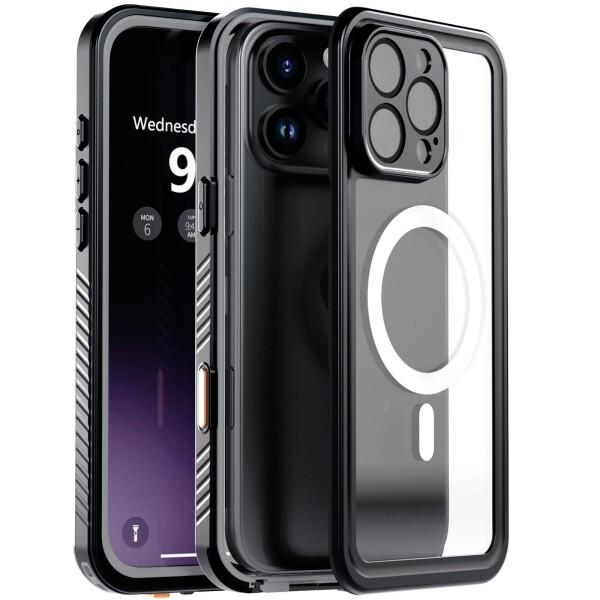 UMITTOS iPhone 16 Pro Max 用 ケース 防水 衝撃吸収 水中撮影対応 Qi充電対応 顔認証対応 全面保護 完全防水 防雪 防塵 滑り止め 手持ちやすい 頑丈 耐衝撃 ストラップ付き 雨の日、お風呂など適用 防水ケース...