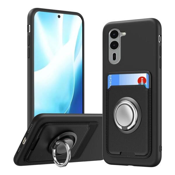 対応 Arrows We2 Plus ケース F-51E カード収納 リング付き 保護カバー ローズWe2プラス スマホケース リング スタンド付き ストラップホール付き シリコン スタンド機能 耐久 マット質感 滑り止め 指紋防止 黒商品...