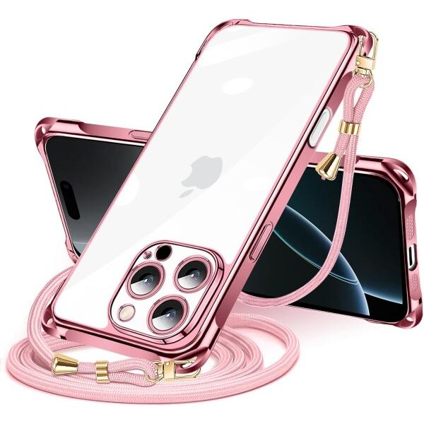 NISIILNG iPhone 16 Pro Max 用 ケース クリア ショルダー iphone16pro max スマホケース アイフォン16ProMax カバー 肩掛け 斜めかけ 縄掛けケース 透明 TPU 薄型 軽量 耐衝撃 紐付き...