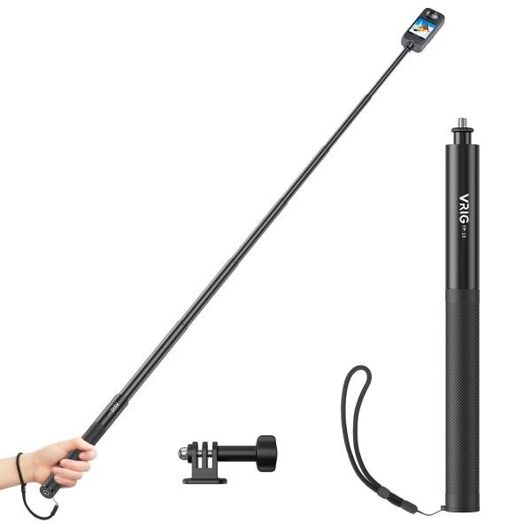 VRIG 135cm 見えない自撮り棒  超軽量 ストラップ付き Insta360 X/5X4/X3/GO 2/ONE X2/ONE RS 1インチ360度/ONE RS、Osmo 360に対応 自撮り棒 1/4”ネジ 27cm〜135cm...