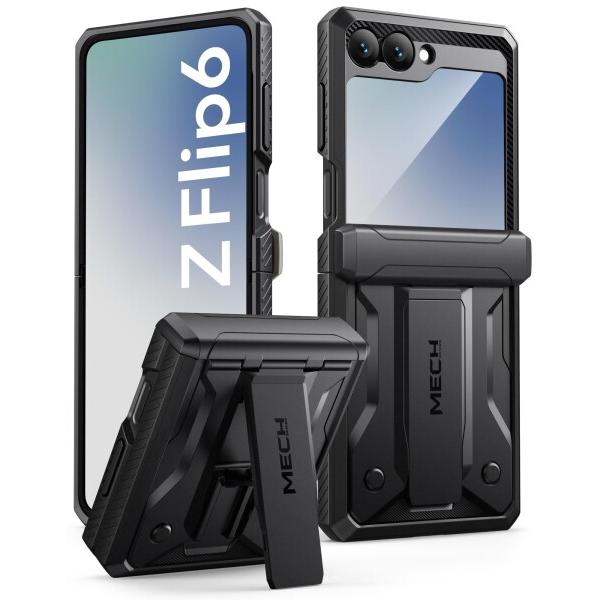 TONGATE for Samsung Galaxy Z Flip 6 ケース キックスタンド付き, (ヒンジ保護カバー) (外側スクリーンプロテクター) Z Flip6 5g 2024用ベルトクリップ付きミリタリーグレード耐衝撃スマホケー...