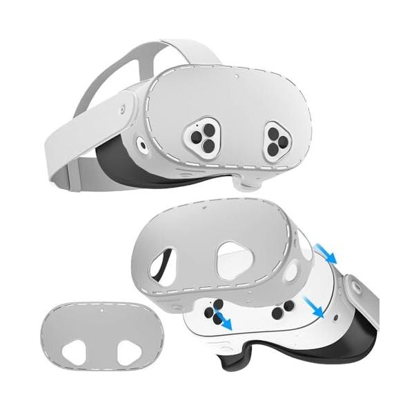 For Meta Quest 3S ヘルメットケース カバー シリコンヘルメット保護カバ 光漏れ防止 防汚 防汗 洗えるダストカバー Meta Quest 3S 用 VR アクセサリー (グレー)商品コード：66079728852型番：An...