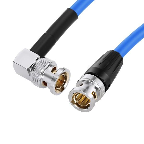 ZBLZGP 12G 75オームHD-SDIビデオ同軸ケーブルBNC オス-4K SmallHD AtomosモニターアレクサDSMC2ビデオカメラ用ライトアングルBNCオス (ストレート-エルボー, 青色, 1M)商品コード：660797...
