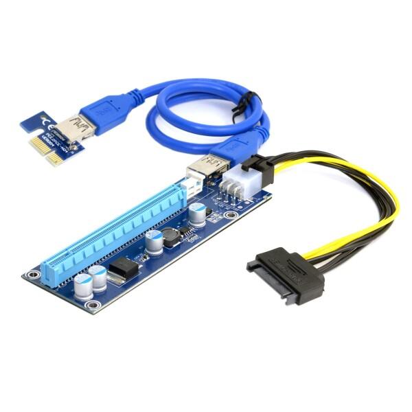Chenyang PCI-Express X1 - X16 GPUライザーカードアダプター USB 3.0 &amp; SATA電源ケーブル付き商品コード：66079729727型番：EP-107-CYカラー：PCI-E X1 - X16ラ...