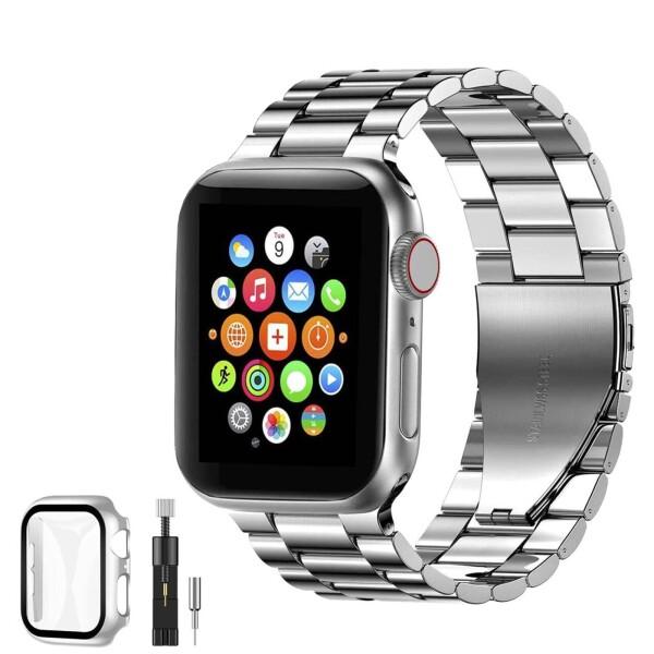 (YOFITAR) for Apple Watch バンド 保護ケース付き ステンレス製 アップルウォッチ 交換ベルト series 11/10 46mm対応 iWatch バンド Apple Watchアクセサリ 長さ調整器具付き（46m...