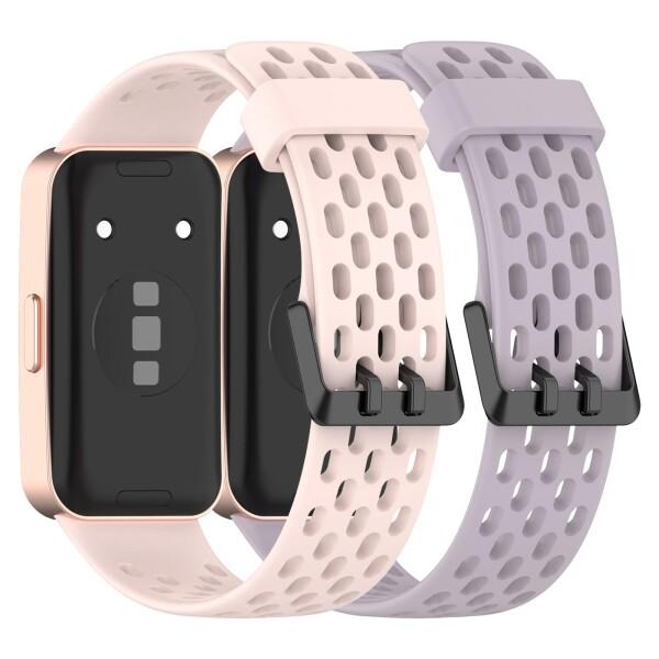 ［RuenTech］対応 Huawei Band 10/band 9/9 NFC/band 8/8 NFC 腕時計交換ベルト、スポーツバンド ポーラス通気ベルト シリコン製替えバンド 柔らかい 軽量 防水 通気防汗 男女通用 多色選択 (ペ...