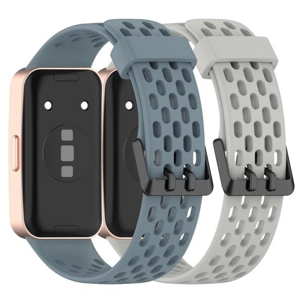［RuenTech］対応 Huawei Band 10/band 9/9 NFC/band 8/8 NFC 腕時計交換ベルト、スポーツバンド ポーラス通気ベルト シリコン製替えバンド 柔らかい 軽量 防水 通気防汗 男女通用 多色選択 (ア...