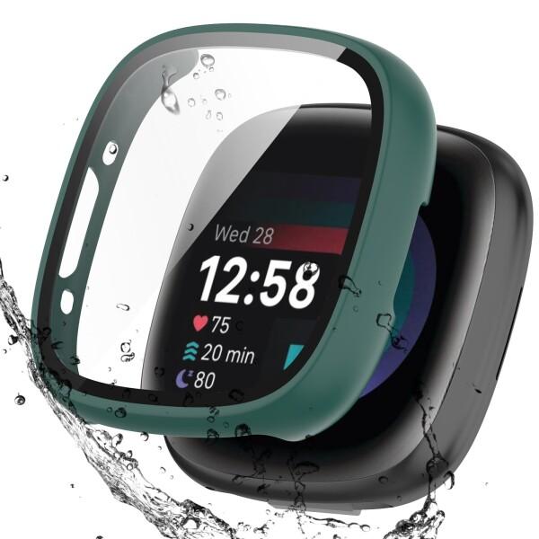 BOOLINN For Fitbit sense2 カバー/Fitbit versa4 カバー 3D直角エッジ 超薄型 PC+ガラス素材 一体型 ファーウェ fitbit sense2 ケース/fitbit versa4 ケース 対応 高透...