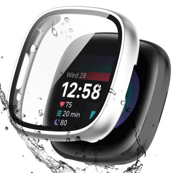 BOOLINN For Fitbit sense2 カバー/Fitbit versa4 カバー 3D直角エッジ 超薄型 PC+ガラス素材 一体型 ファーウェ fitbit sense2 ケース/fitbit versa4 ケース 対応 高透...