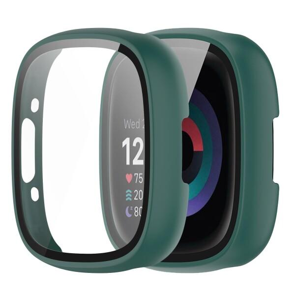 BUITFOU For Fitbit Sense 2/Versa 4 カバー Fitbit Sense 2/Versa 4 ケース 超薄型 PC+ガラス素材 一体型 全面保護 超薄型 装着簡単 耐衝撃 高透過率 指紋防止 傷防止（グリーン）...