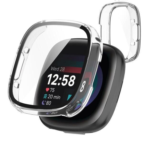 TOORQR For Fitbit Sense 2/Versa 4 ケース Fitbit Sense 2/Versa 4 カバー PC素材 カバー ガラスフィルム一体型 全面保護 耐衝撃 軽量 指紋防止 傷防止 キズ防止 防塵 日本旭硝子材...