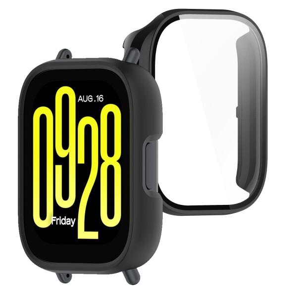 BUITFOU For Redmi Watch 5 Lite カバー xiaomi(シャオミ)Redmi Watch 5 Lite ケース 超薄型 PC+ガラス素材 一体型 全面保護 超薄型 装着簡単 耐衝撃 高透過率 指紋防止 傷防止（ブ...