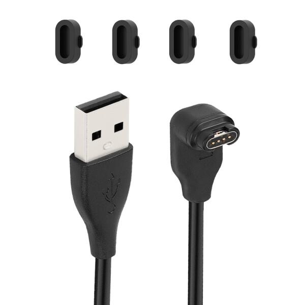 Raonlla ガーミン用充電ケーブル L字型 1本 + 防塵プラグ キャップ 4個 セット スマートウォッチ 充電器 for Garmin USB A Fenix/Instinct/Venu/Forerunner/Vivoactive/A...