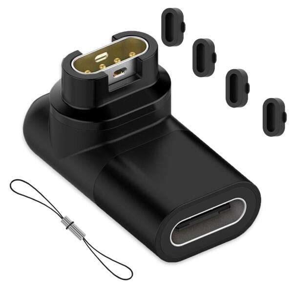 Raonlla ガーミン用 変換アダプター L型 USB C変換 1個 + 防塵プラグ キャップ 4個 セット for Garmin スマートウォッチ用 充電ケーブル 変換アダプター Fenix/Instinct/Venu/Forerunn...
