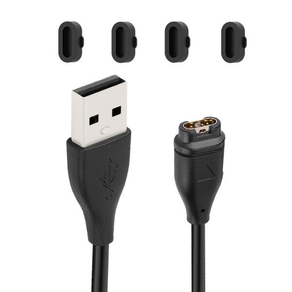 Raonlla ガーミン用充電ケーブル 1本 + 防塵プラグ キャップ 4個 セット スマートウォッチ 充電器 for Garmin USB A Fenix/Instinct/Venu/Forerunner/vivomoveなど対応商品コー...