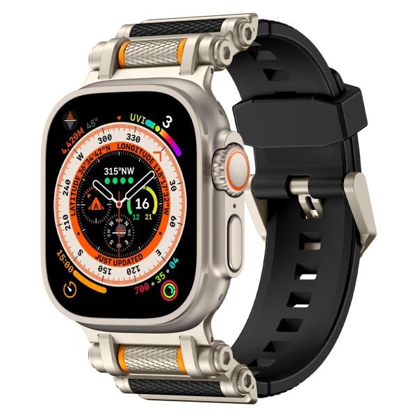 BinGeLi コンパチブル アップルウォッチ バンド 49mm 46mm 45mm 44mm 42mm Apple Watch スポーツ バンド TPU ゴム 交換用 ベルト 耐衝撃 防水 防汗メンズ Watch Ultra2/Ultra...