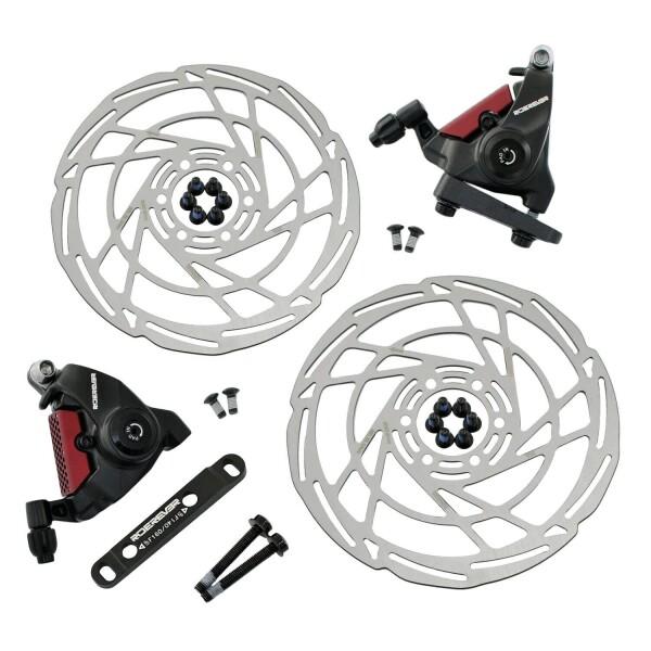 RIDEREVER MCX-2 Flat Mount Dual-piston Mechancial Disc Brake Set w/ 160mm Rotors, Black x Red, RD2321商品コード：66079732734型番...