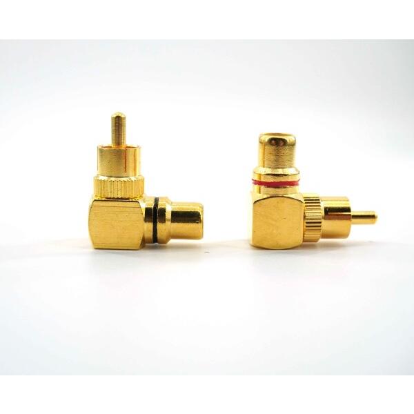 VECASDEN 90° RCA変換アダプタ，L字RCA オス-メスアダプター 24K金メッキ- (2個入り、赤1個 &amp; 黒1個)商品コード：66079733126[完璧なRCAアングルコネクタ] - 90°設計のRCAアングルコネ...