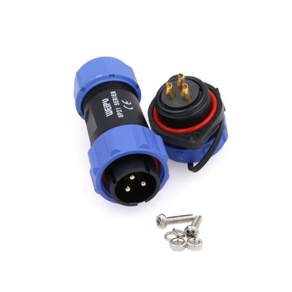 ZBLZGP WEIPU SP21 3 つの Pin の航空産業高圧電気重い円のコネクター AC DC 信号 LED 装置ケーブル ワイヤー プラグのパネルの台紙のソケット 500V 30A 屋外力のための 14AWG商品コード：66079...