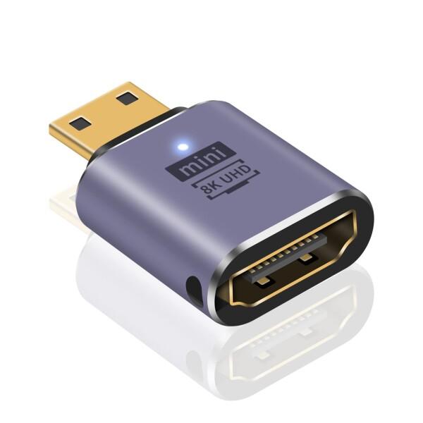 Poyiccot Mini HDMI to HDMI変換アダプタ 8K、48Gbps HDMI Mini-HDMI変換アダプタ、2.1 規格 ミニ hdmiオス-メス変換 延長アダプタ 対応3D, 8K@60hz, 4K, 2160P, 1...