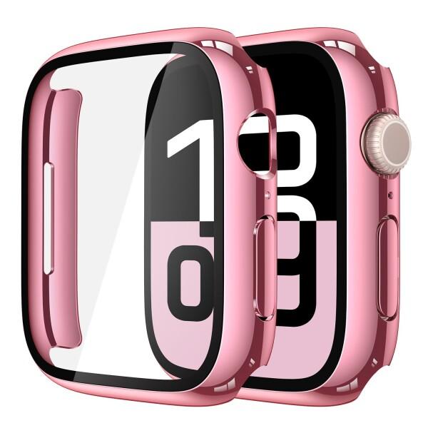 ULOE 対応 Apple Watch Series 11 (2025) Series 10 46mm用 ケース, 対応アップルウォッチ 11/10 46mm 保護カバー ガラスフィルム 一体型 PC素材全面保護(ローズピンク)商品コード：...