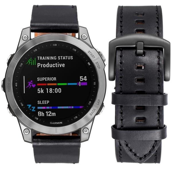 (ＳＥＵＥＲ＼時仕) コンパチブル ガーミン ウォッチ レザー スポーツバンド for F?nix/Forerunner/Vivoactive/Approach/MARQ/Quatix/D2/Instinct/Enduroシリーズ用 Qui...