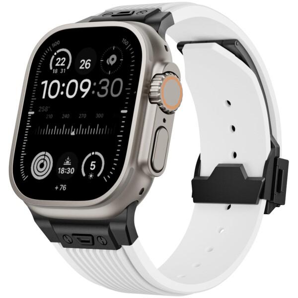 BinGeLi コンパチブル Apple Watch バンド 49mm 46mm 45mm 44mm 42mm アップルウォッチ スポーツ バンド シリコーン 交換用 高級ベルト 新型折りたたみ式バックル付き 耐衝撃 防水 防汗メンズ Wa...