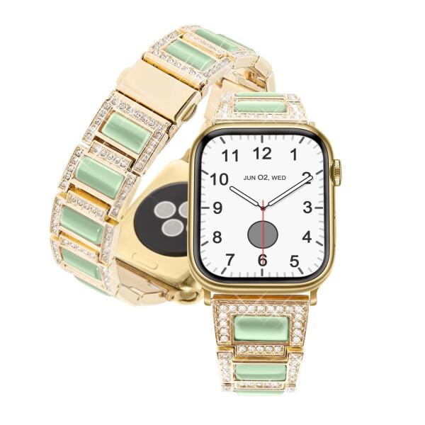 Handodo コンパチブル Apple Watch バンド ダイヤモンドキャッツアイ レディース キラキラ ステンレス 49mm 46mm 45mm 44mm アップルウォッチ バンド 細い おしゃれ Ultra2/Ultra/Serie...