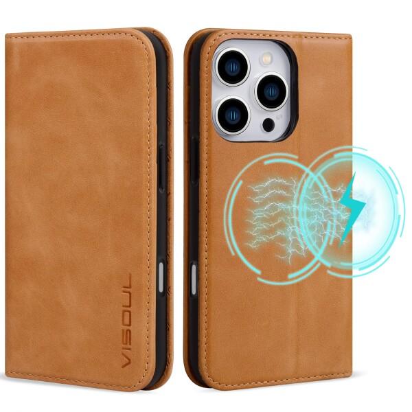 VISOUL iphone16 Pro 対応ケース 手帳型 本革 スマホケース レザーケース 手帳型ケース アイフォン16 Pro ケース カード収納 携帯ケース 全面保護 マグネット 柔軟なTPU素材 6.3インチ対応 アイホン16 Pr...